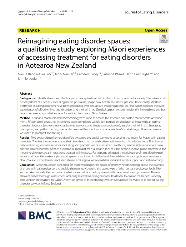 (PDF) Reimagining eating disorder spaces: a qualitative study exploring ...