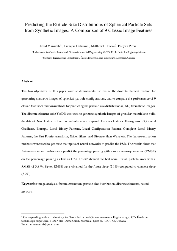 (PDF) Predicting the Particle Size Distributions of Spherical Particle Sets from Synthetic ...