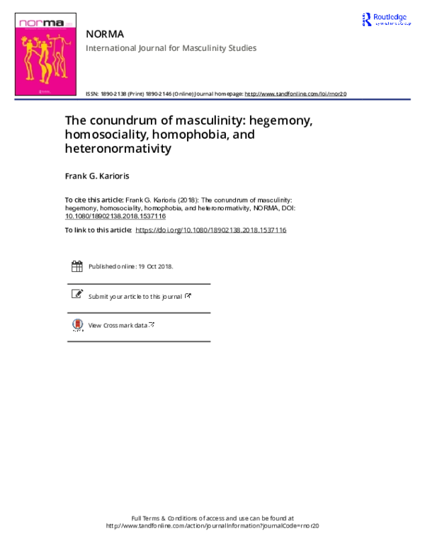 (PDF) The Conundrum of Masculinity: Hegemony, Homosociality, Homophobia ...