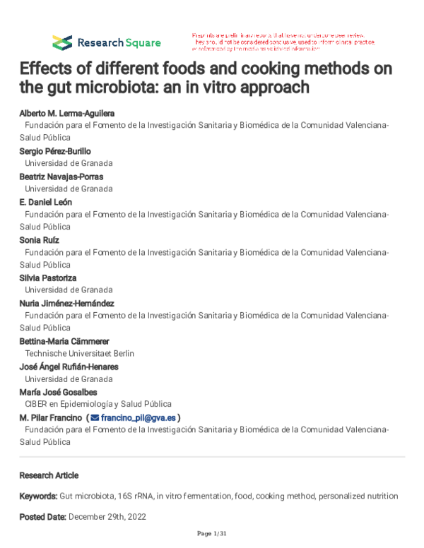 (PDF) Effects of different foods and cooking methods on the gut ...
