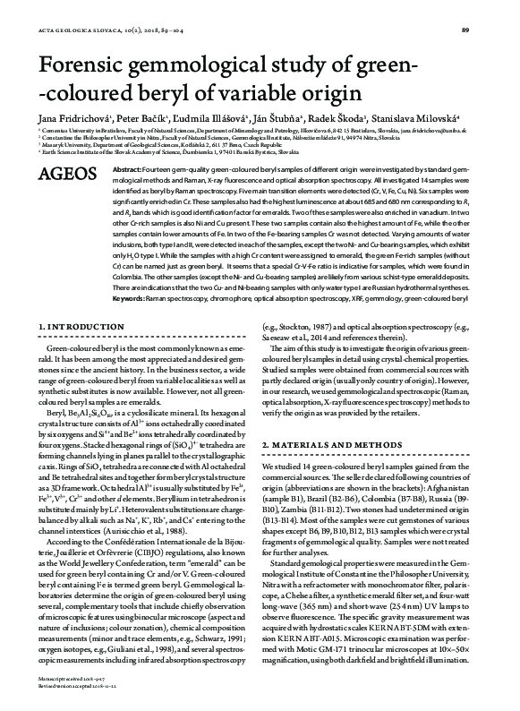 (PDF) Forensic gemmological study of green-coloured beryl of variable ...