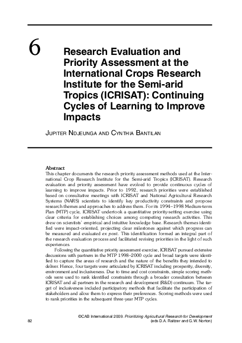 (PDF) Research evaluation and priority assessment at the International ...