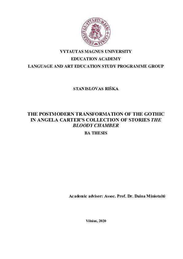 (PDF) The postmodern transformation of the gothic in Angela Carter’s ...