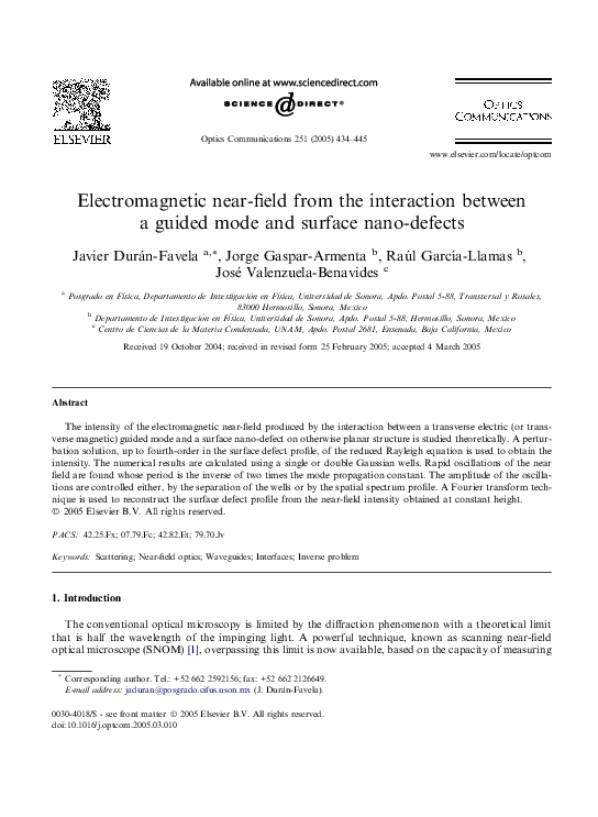 (PDF) Near-Field Electromagnetic Interaction with Surface Nano-Defects