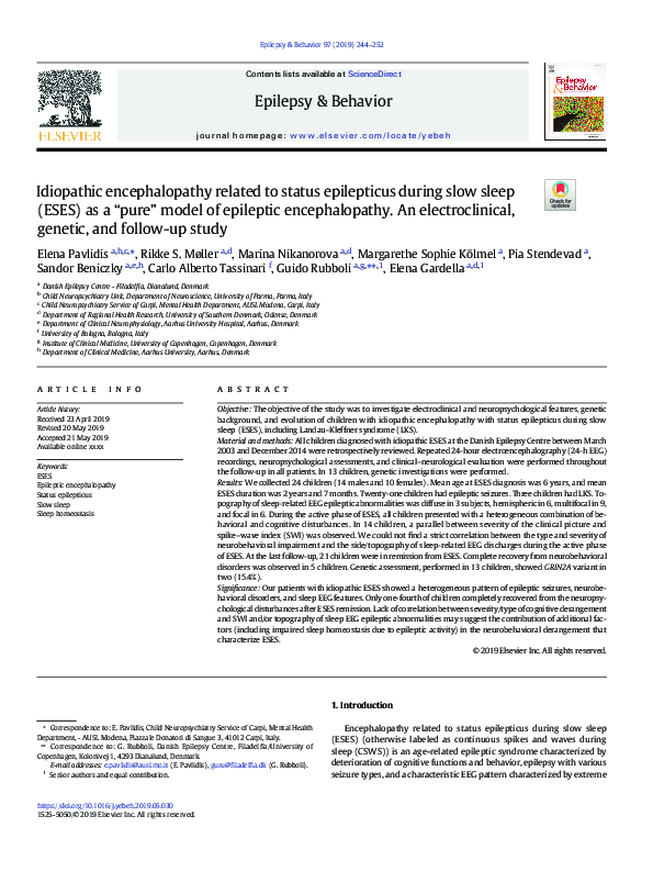 (PDF) Idiopathic encephalopathy related to status epilepticus during ...