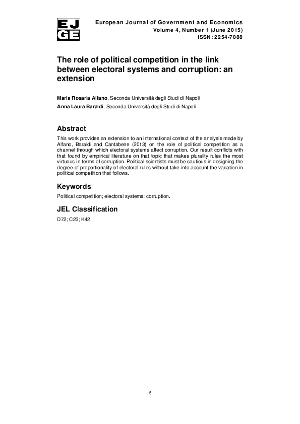 (PDF) The role of political competition in the link between electoral ...