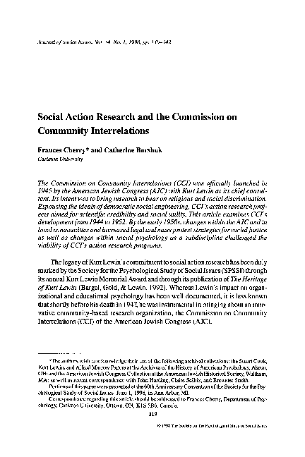 (PDF) Social Action Research and the Commission on Community Interrelations