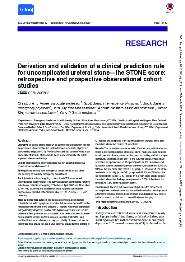 (PDF) Derivation and validation of a clinical prediction rule for ...