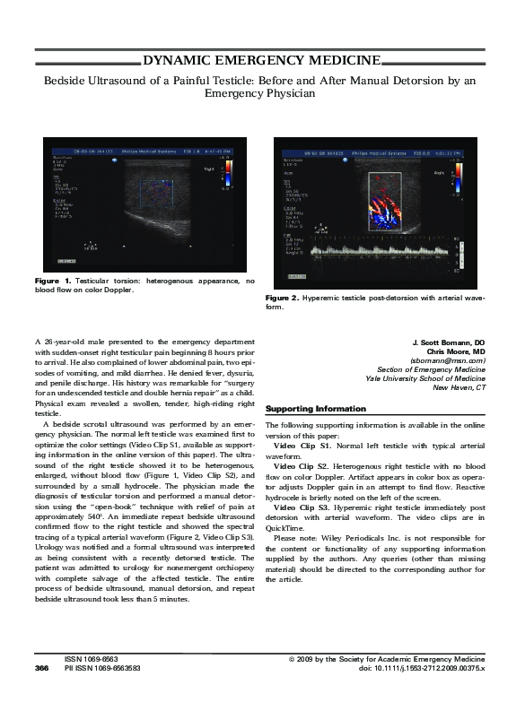 (PDF) Bedside Ultrasound of a Painful Testicle: Before and After Manual ...