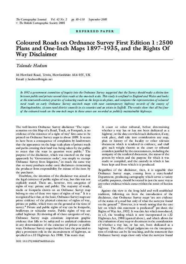 (PDF) Coloured Roads on Ordnance Survey First Edition 1 : 2500 Plans ...
