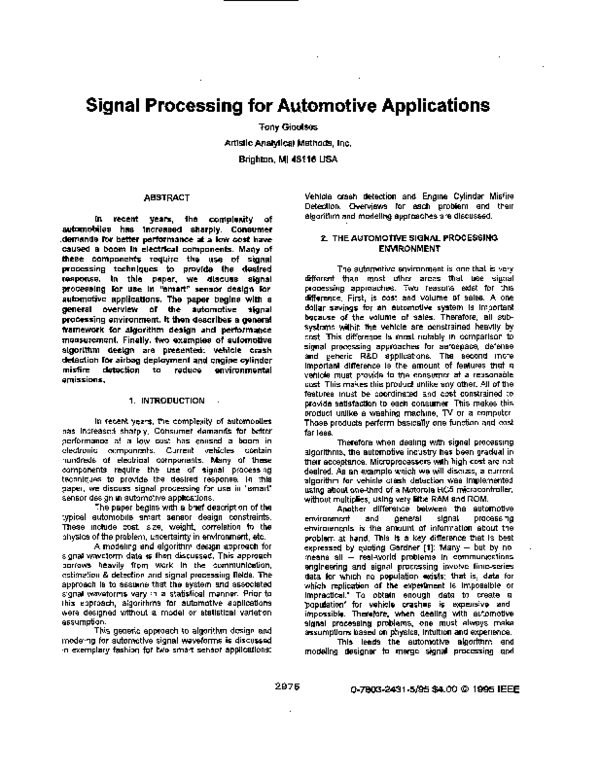(PDF) Signal processing for automotive applications