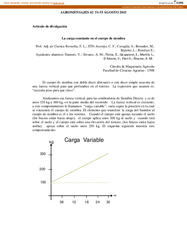(PDF) La carga constante en el cuerpo de siembra