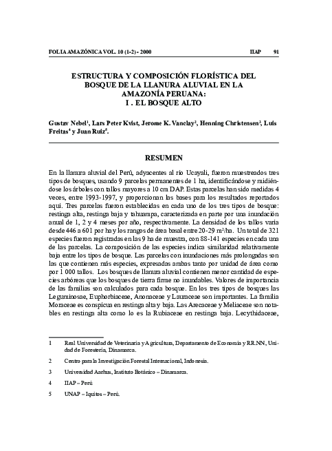 (PDF) Estructura y Composición Florística Del Bosque De La Llanura ...