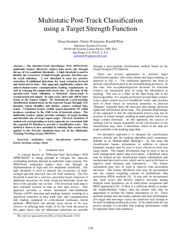 (PDF) Multistatic post-track classification using a Target Strength ...