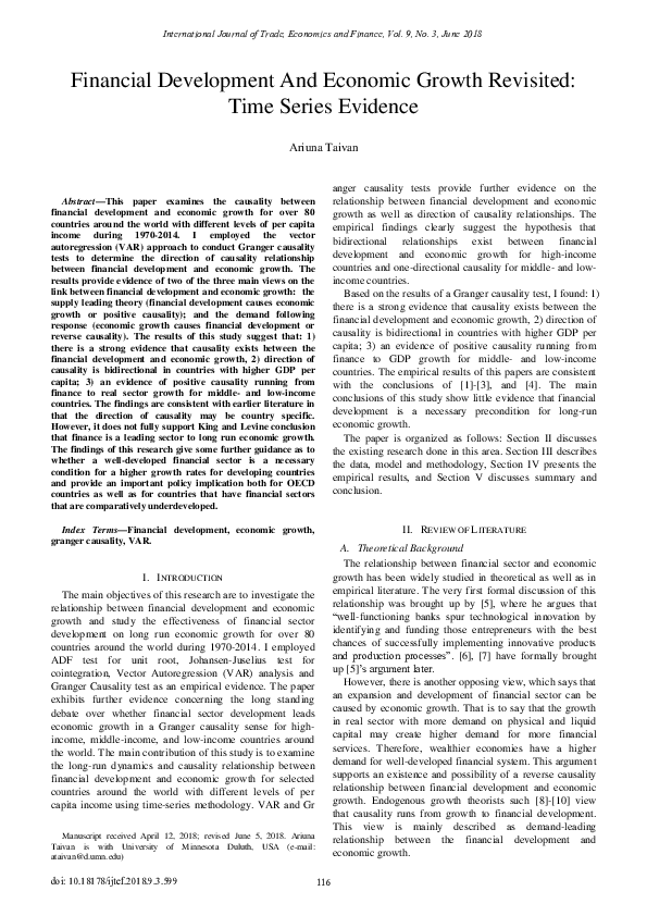 (PDF) Financial Development And Economic Growth Revisited: Time Series ...