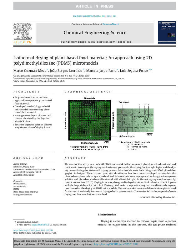 (PDF) Isothermal drying of plant-based food material: An approach using ...