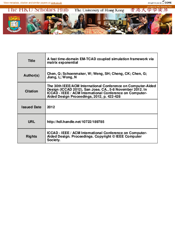 Pdf A Fast Time Domain Em Tcad Coupled Simulation Framework Via Matrix Exponential
