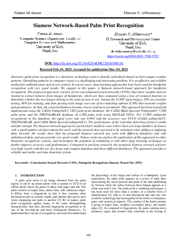 (PDF) Siamese Network-Based Palm Print Recognition (PDF) Siamese Network-Based Palm Print Recognition