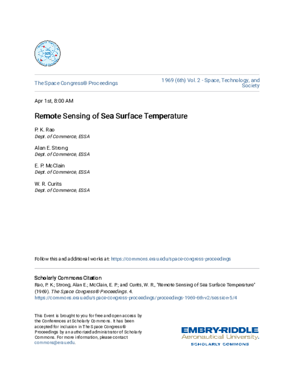 (PDF) Remote Sensing of Sea Surface Temperature