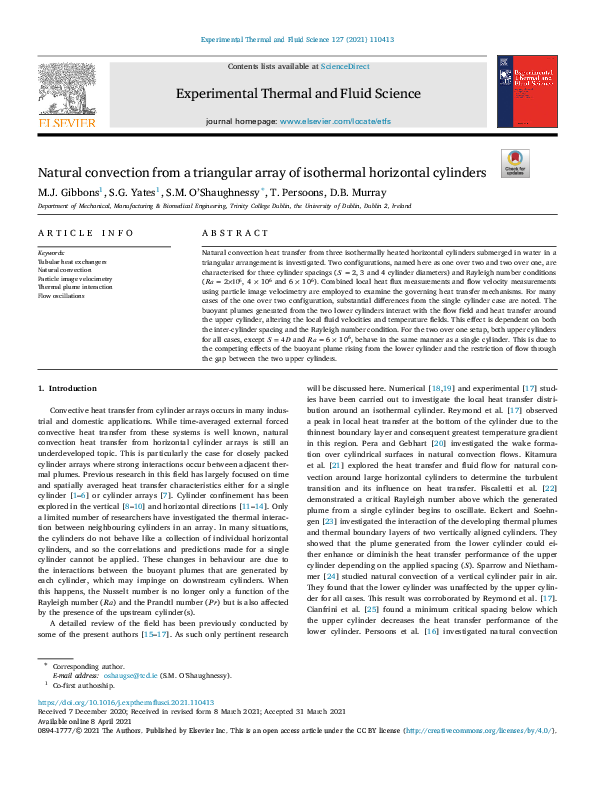 Pdf Natural Convection From A Triangular Array Of Isothermal Horizontal Cylinders