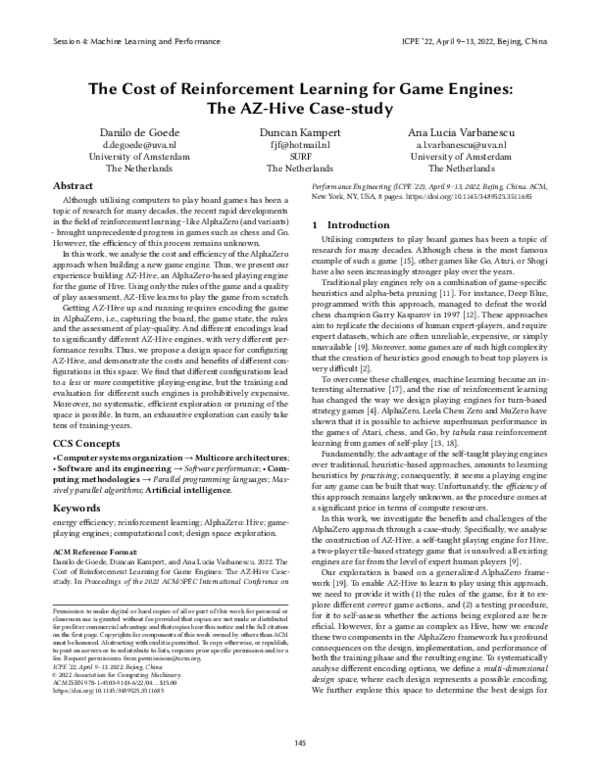 (PDF) The Cost of Reinforcement Learning for Game Engines