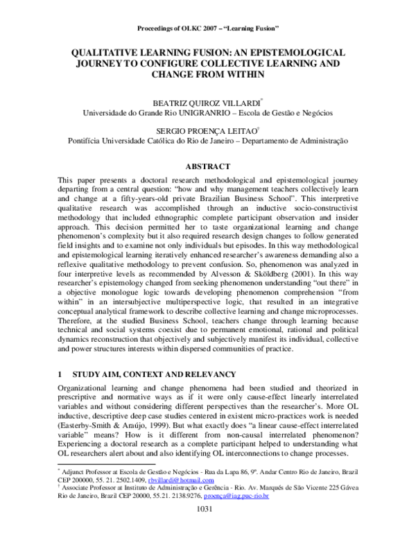 (PDF) Understanding Collective Learning in Management