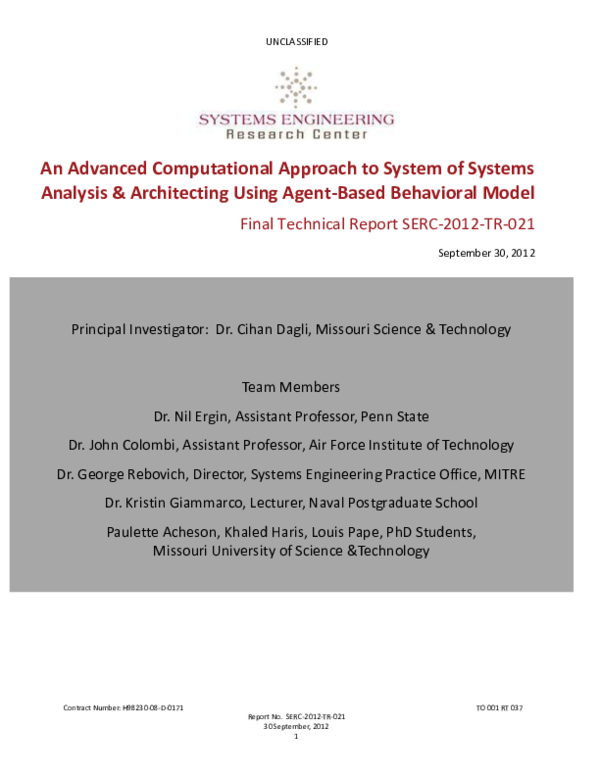 Pdf An Advanced Computational Approach To System Of Systems Analysis And Architecting Using
