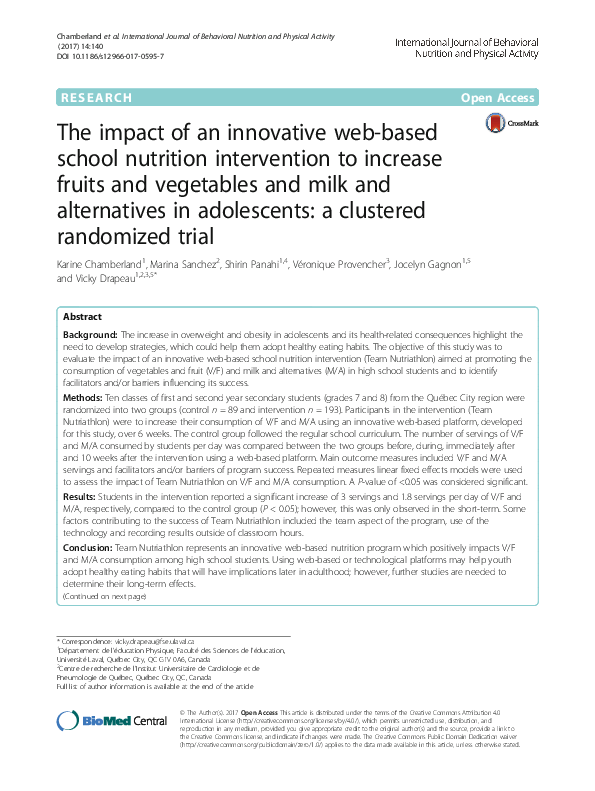 (PDF) The impact of an innovative web-based school nutrition ...