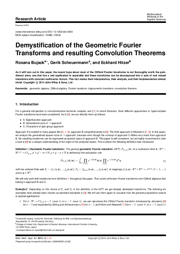(PDF) Demystification of the geometric Fourier transforms and resulting ...