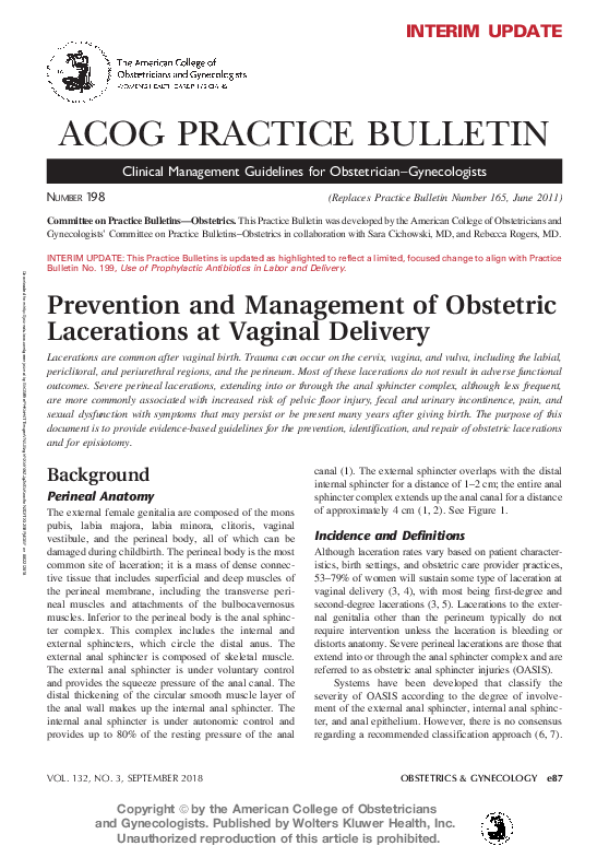 (PDF) ACOG Practice Bulletin No. 198: Prevention and Management of ...