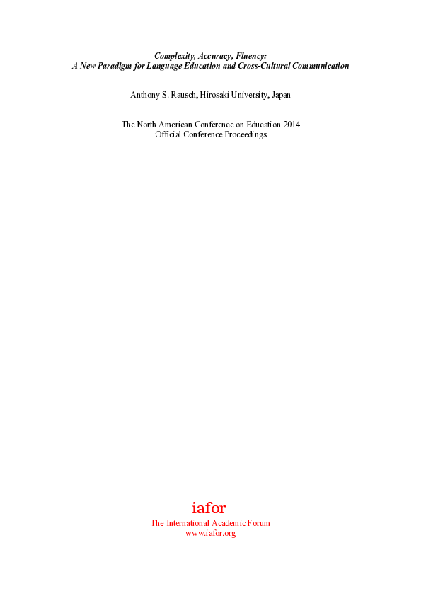 (PDF) Complexity, Accuracy, Fluency: A New Paradigm for Language Education and Cross-Cultural ...