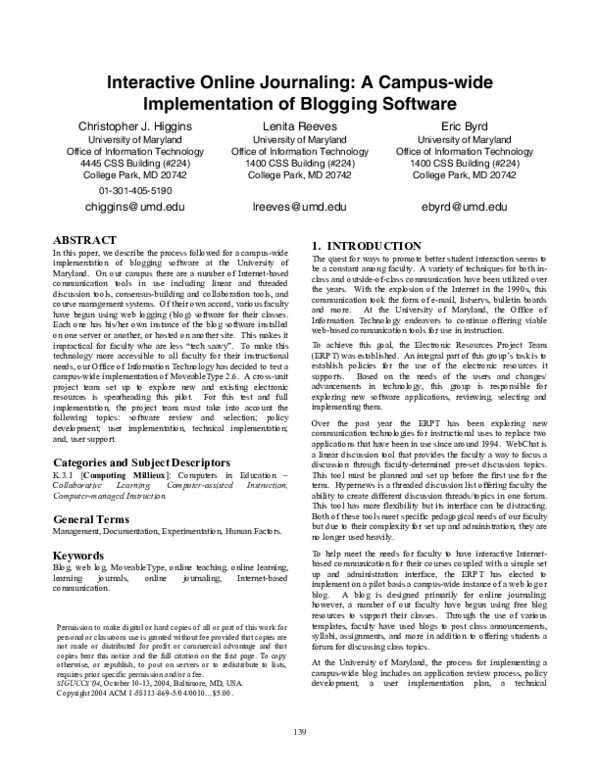 (PDF) Interactive online journaling