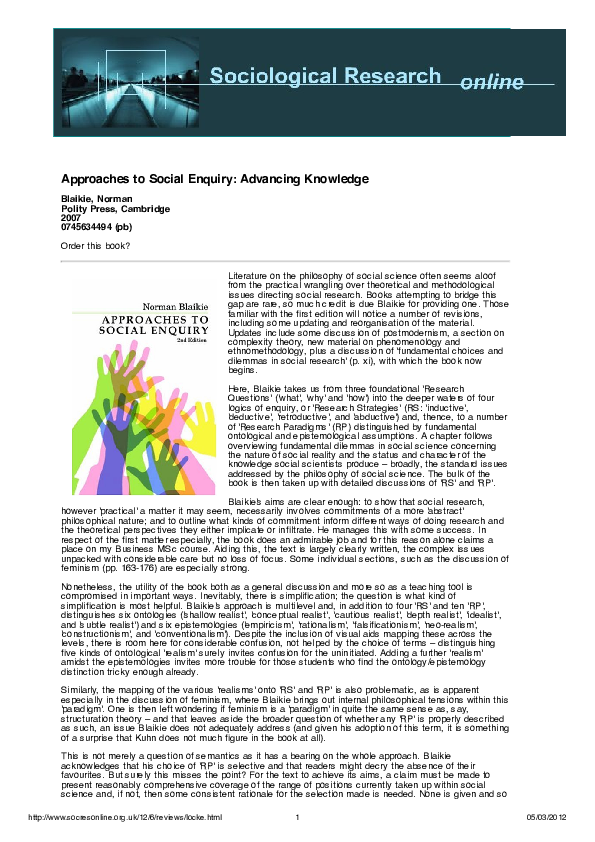 (PDF) Approaches to Social Enquiry: Advancing Knowledge