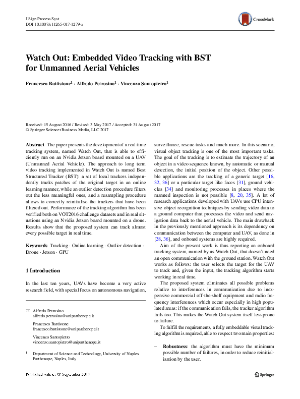 (PDF) Watch Out: Embedded Video Tracking with BST for Unmanned Aerial ...