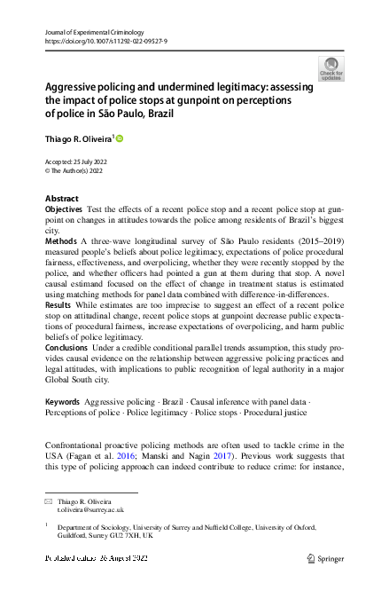 (PDF) Aggressive policing and undermined legitimacy: assessing the ...