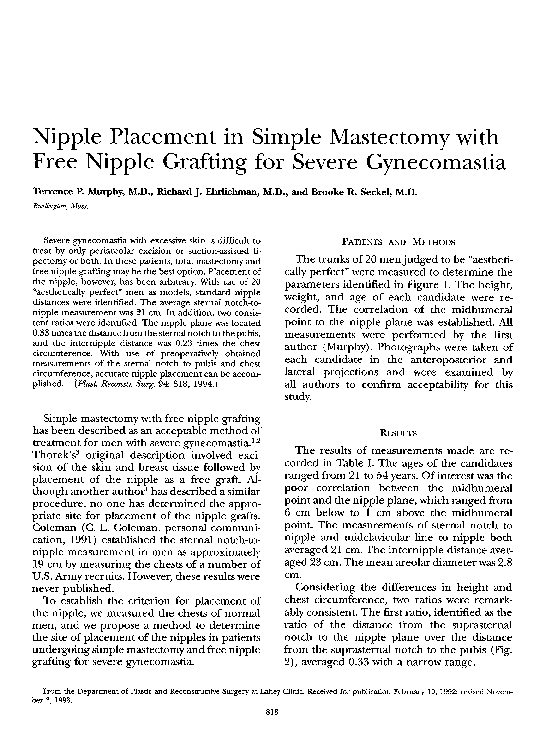 (PDF) Nipple Placement in Simple Mastectomy with Free Nipple Grafting ...