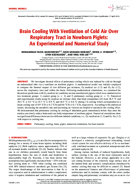 (PDF) Brain Cooling With Ventilation of Cold Air Over Respiratory Tract ...