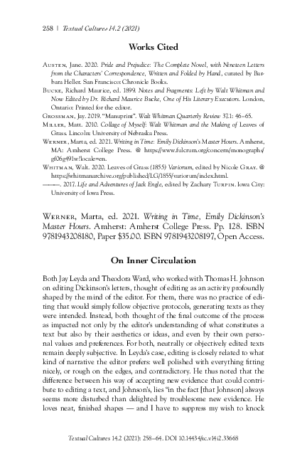 (PDF) WERNER, Marta, ed. 2021. Writing in Time, Emily Dickinson’s ...