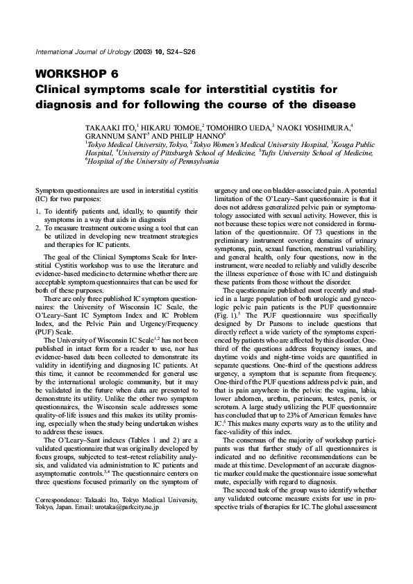 (PDF) Clinical symptoms scale for interstitial cystitis for diagnosis ...