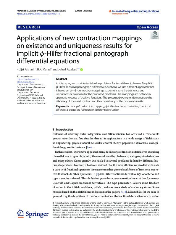 (PDF) Applications of new contraction mappings on existence and uniqueness results for implicit ...
