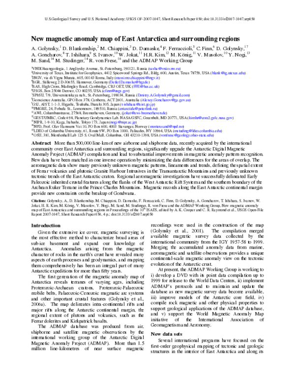 (PDF) New magnetic anomaly map of East Antarctica and surrounding regions