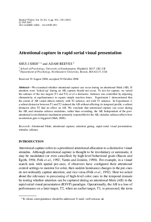 (PDF) Attentional capture in rapid serial visual presentation