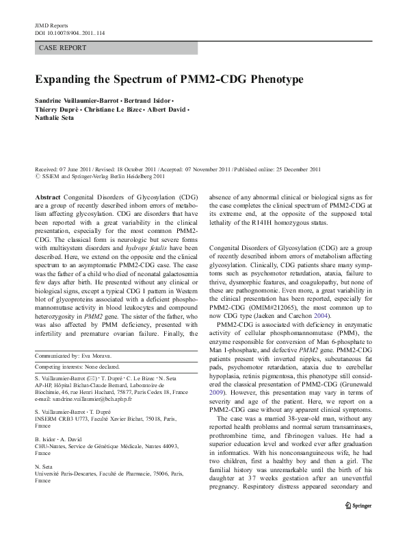 (PDF) Expanding the Spectrum of PMM2-CDG Phenotype