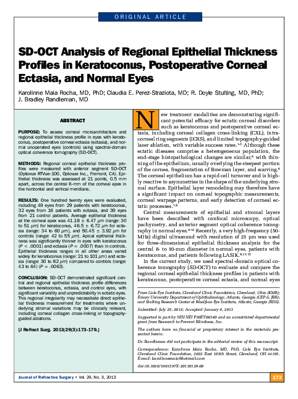 (PDF) SD-OCT Analysis of Regional Epithelial Thickness Profiles in ...
