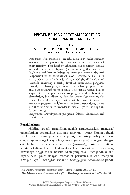 (PDF) Pengengembangan Program Unggulan di Lembaga Pendidikan Islam