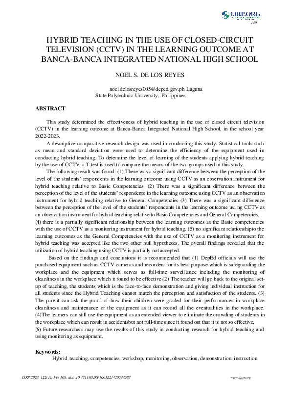(PDF) Hybrid Teaching in the Use of Closed-Circuit Television (CCTV) in ...