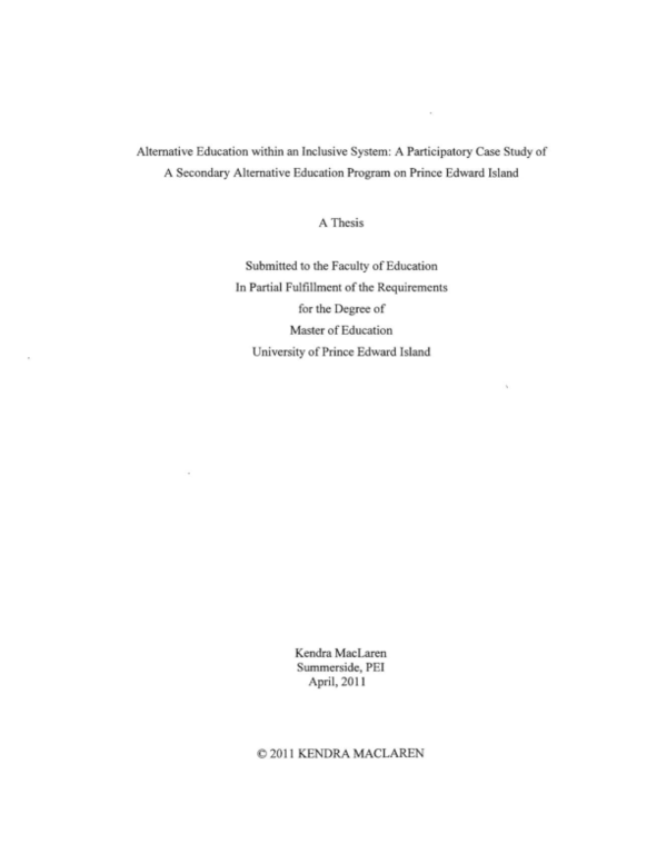 (PDF) Alternative Education Within an Inclusive System