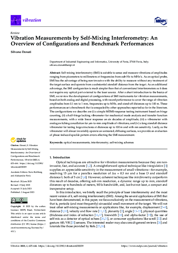 (PDF) Vibration Measurements by Self-Mixing Interferometry: An Overview of Configurations and ...