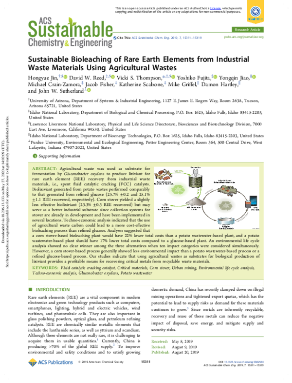 (PDF) Sustainable Bioleaching of Rare Earth Elements from Industrial ...