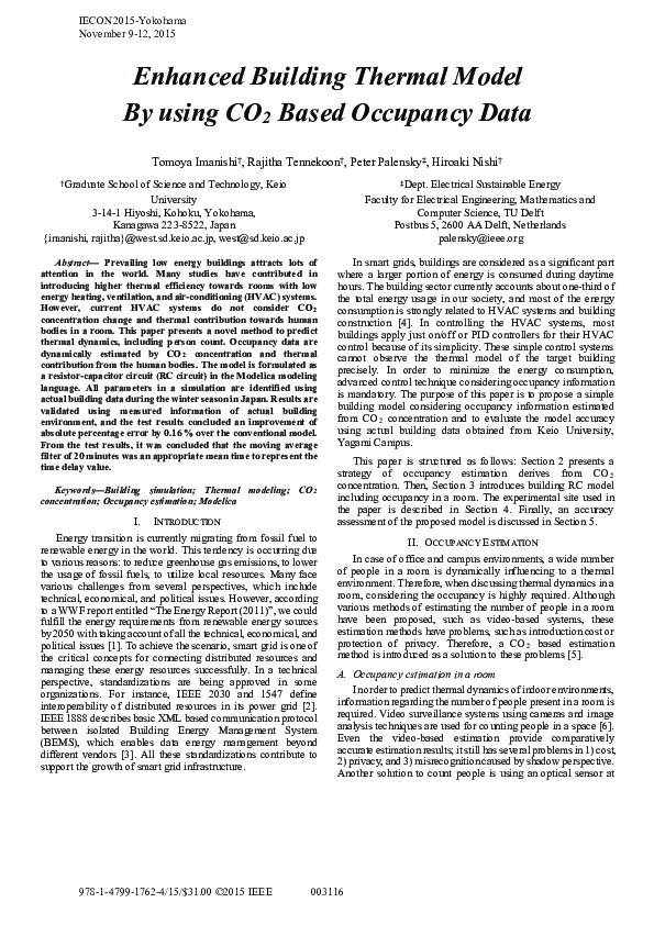 (PDF) Enhanced building thermal model by using CO2 based occupancy data